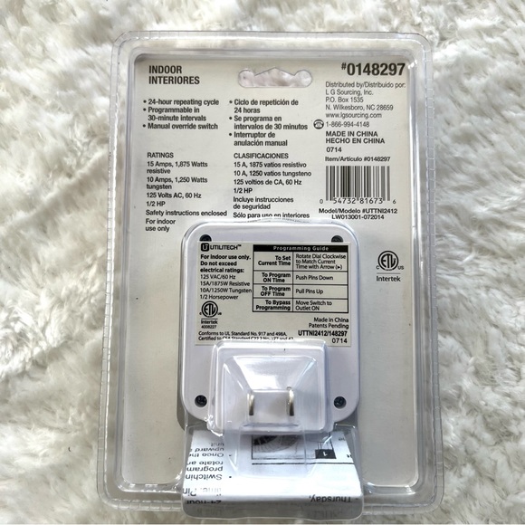 Other | Utilitech Indoor Mechanical Timer 125 V White 24 Hour Plug In ...